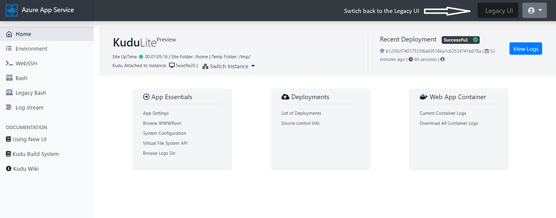 Using NEWUI - Azure-App-Service/KuduLite GitHub Wiki